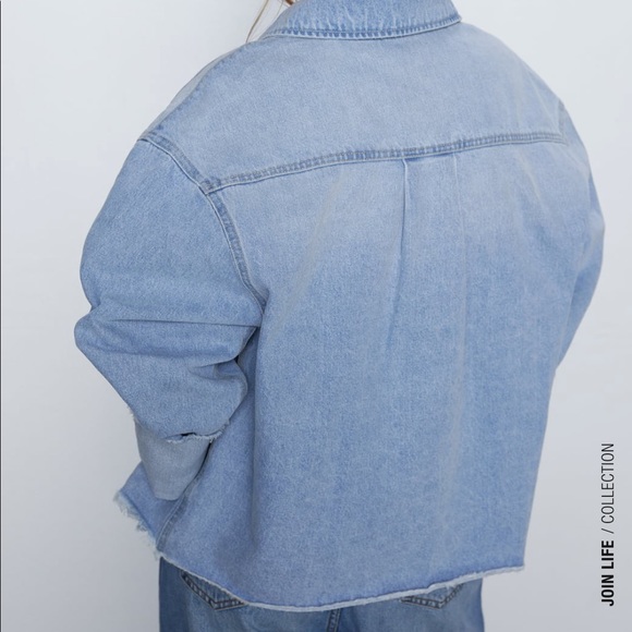 Zara | Jackets & Coats | Nwt Zara Frayed Hem Denim Shirt Jacket Shacket ...